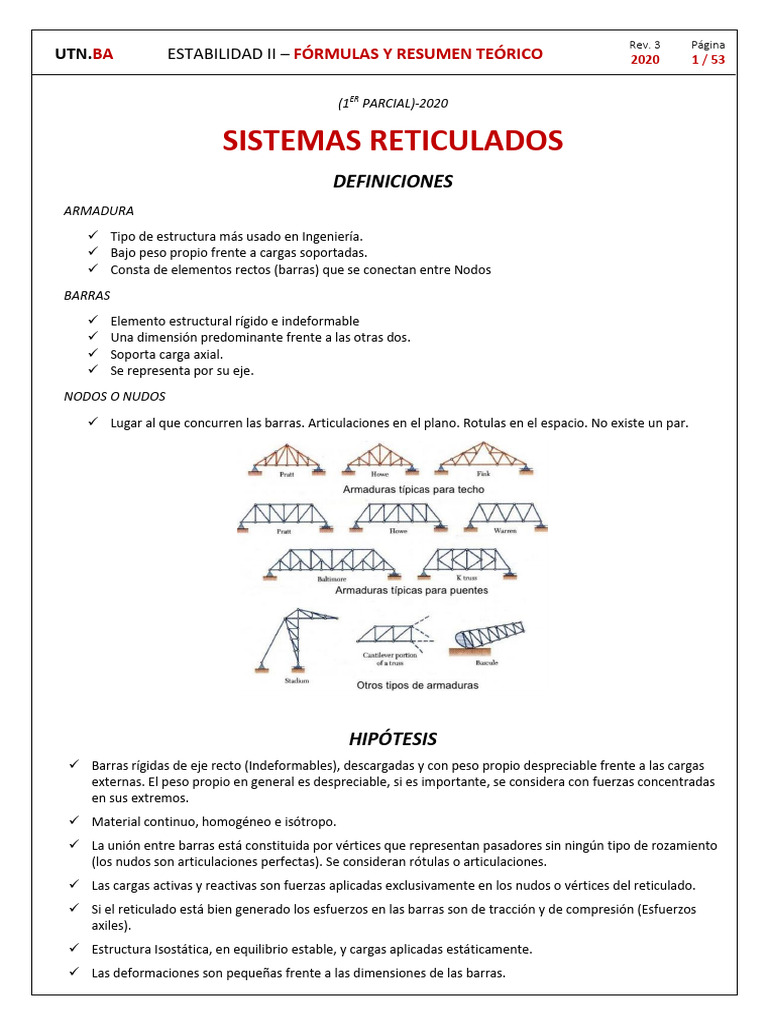 (Imp) Estabilidad 2 - Resumen y Fórmulas - 2020 - V.3 | PDF | Pandeo | Braguero