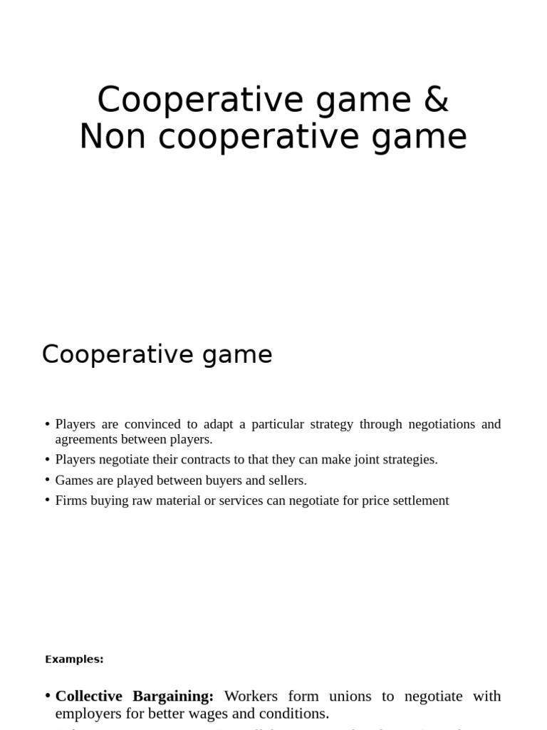 Cooperative Game & Non Cooperative Game | PDF | Gaming | Mathematical ...