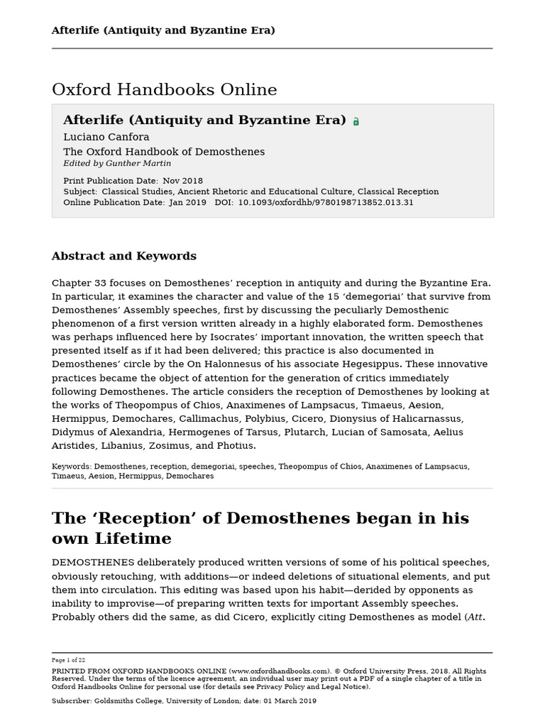 Afterlife (Antiquity and Byzantine Era) | PDF | Cicero | Rhetoric