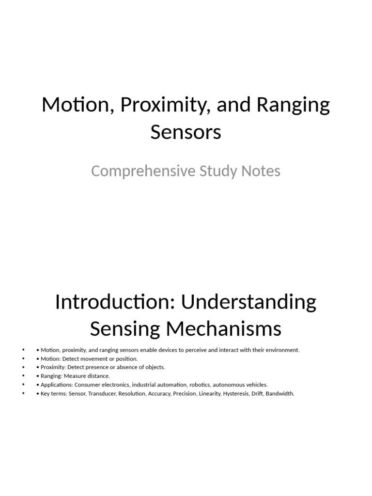 Motion Proximity Ranging Sensors Presentation | PDF | Electrical ...