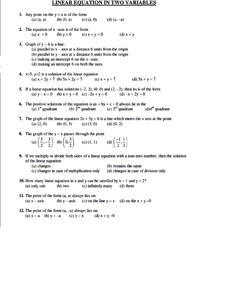 Linear Equation in Two Variables EQ | PDF | Fahrenheit | Temperature