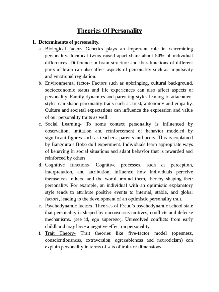 Theories of Personality 2 | PDF | Shadow (Psychology) | Personality Type