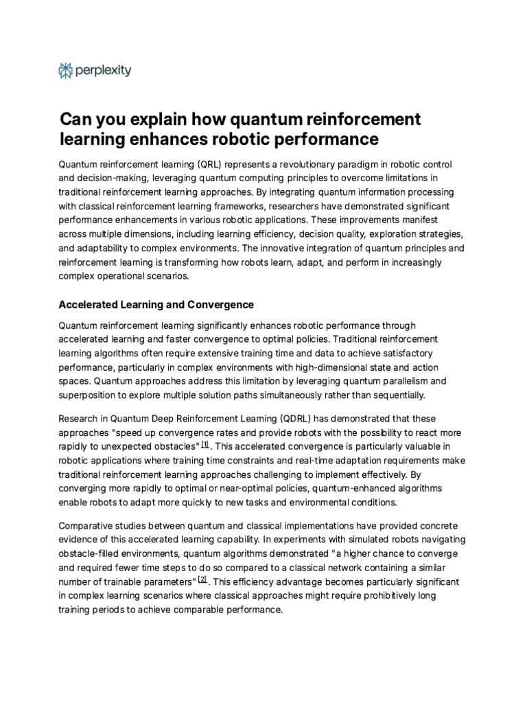 How Quantum Reinforcement Learning Enhances Roboti | PDF | Quantum Computing | Robotics