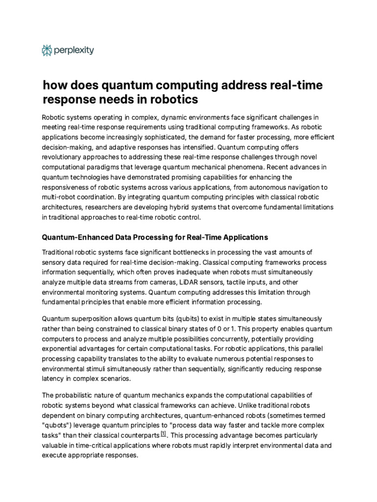 Quantum Computing for Real-Time Robotics | PDF | Quantum Computing ...