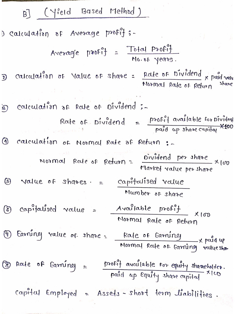 Formulas of Method Valuation of Shares | PDF
