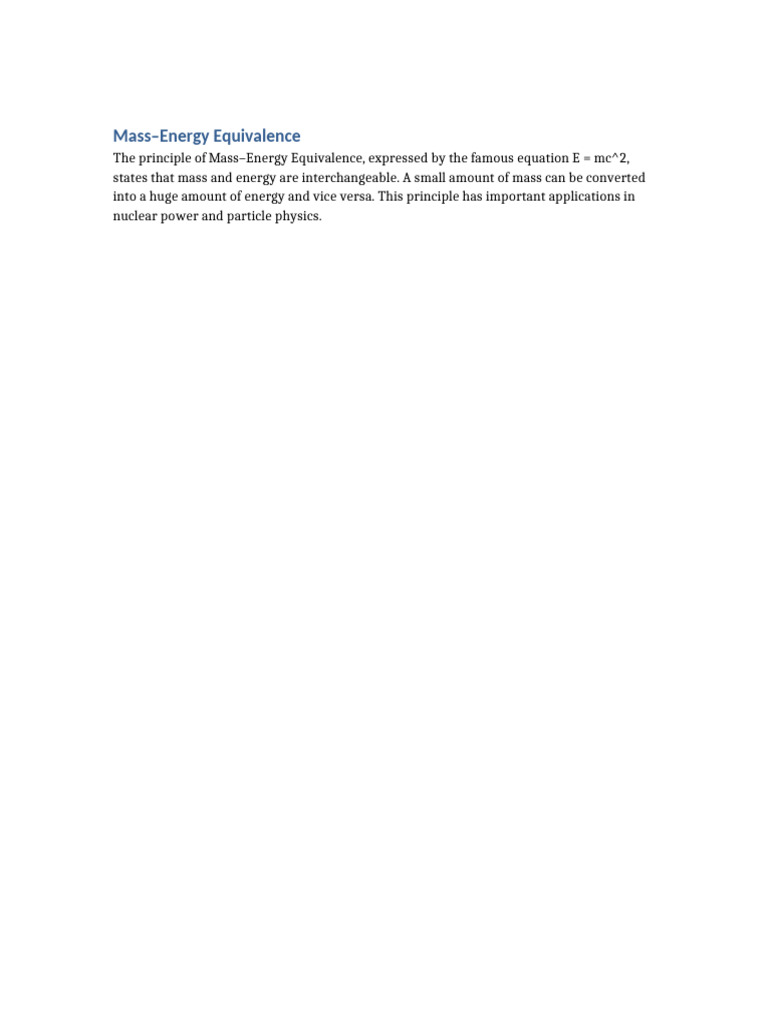 Understanding Mass–Energy Equivalence | PDF
