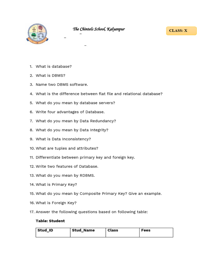 DBMS Worksheet 1 Ch 10 | PDF
