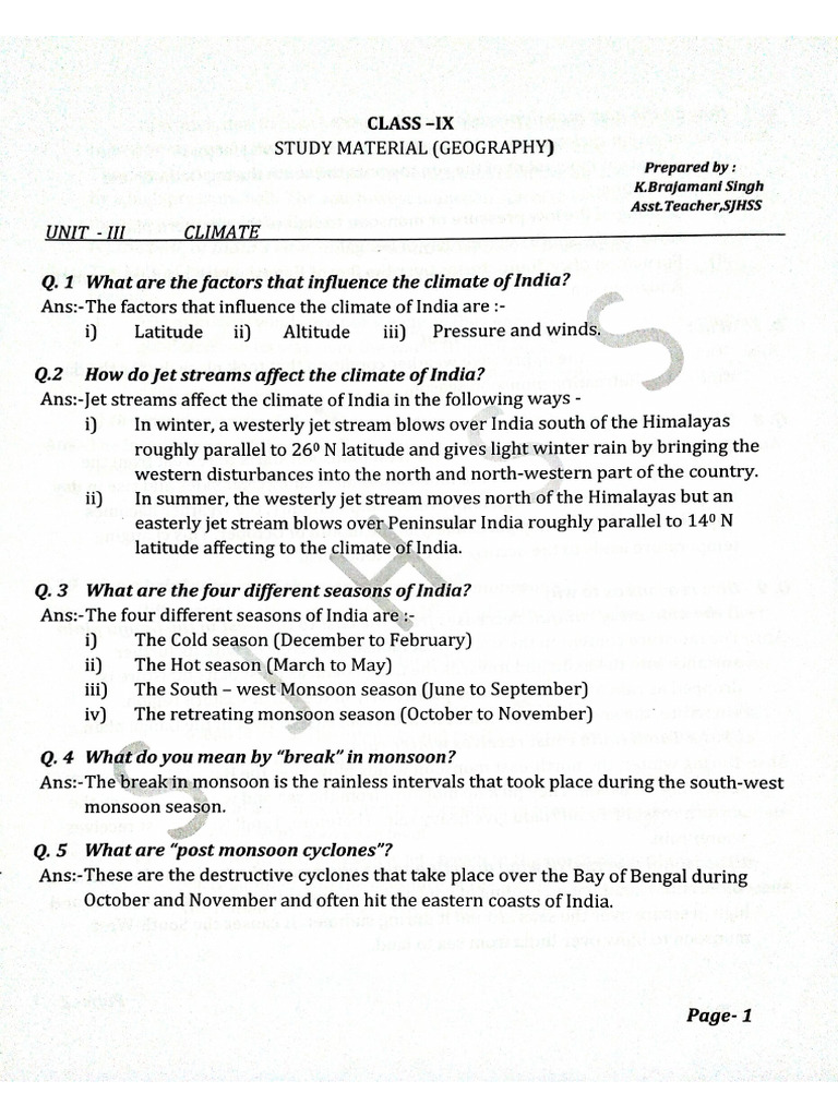 Class 9 Geo - Chpt. 3 | PDF