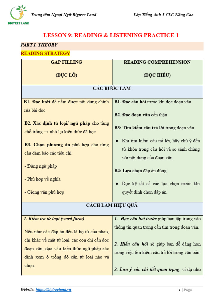 Lesson 9 - Reading & Listening Practice 1 | PDF