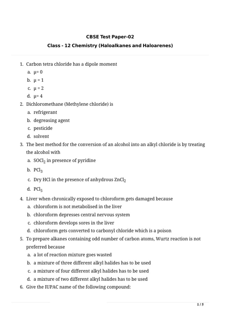 Test 2 | PDF | Chloroform | Organic Chemistry