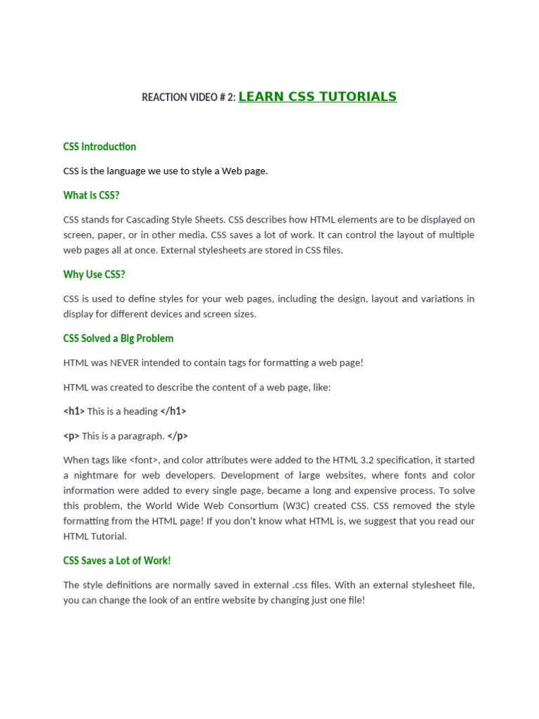 Learn Cascading Style Sheets Tutorials | PDF