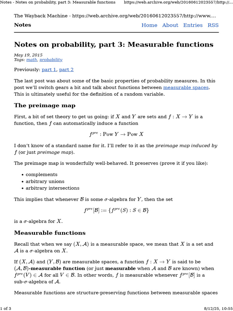 Notes - Notes On Probability, Part 3 - Measurable Functions | PDF ...