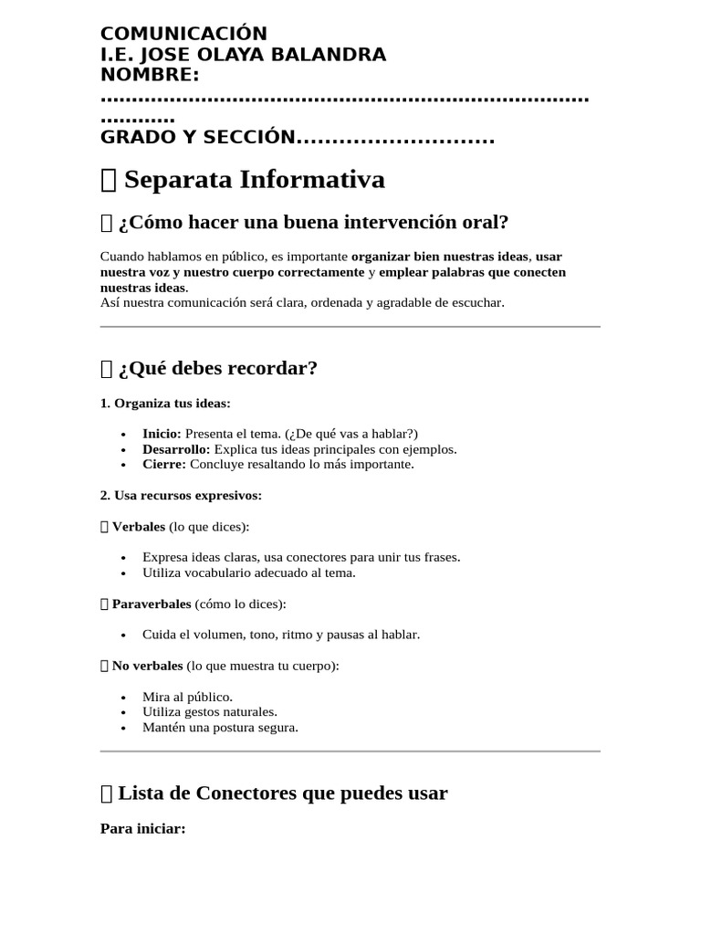 Comunicación Separata Informativa | PDF