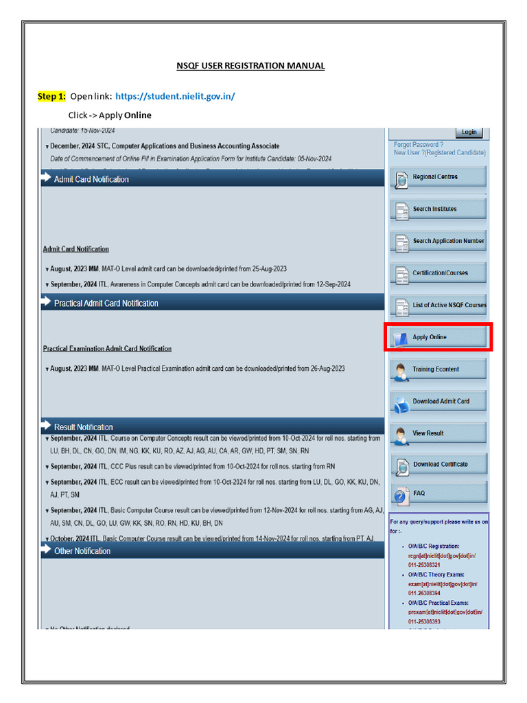 Part 1 - User Registration Manual - NSQF Exam Registration (DS191-1 AI ...