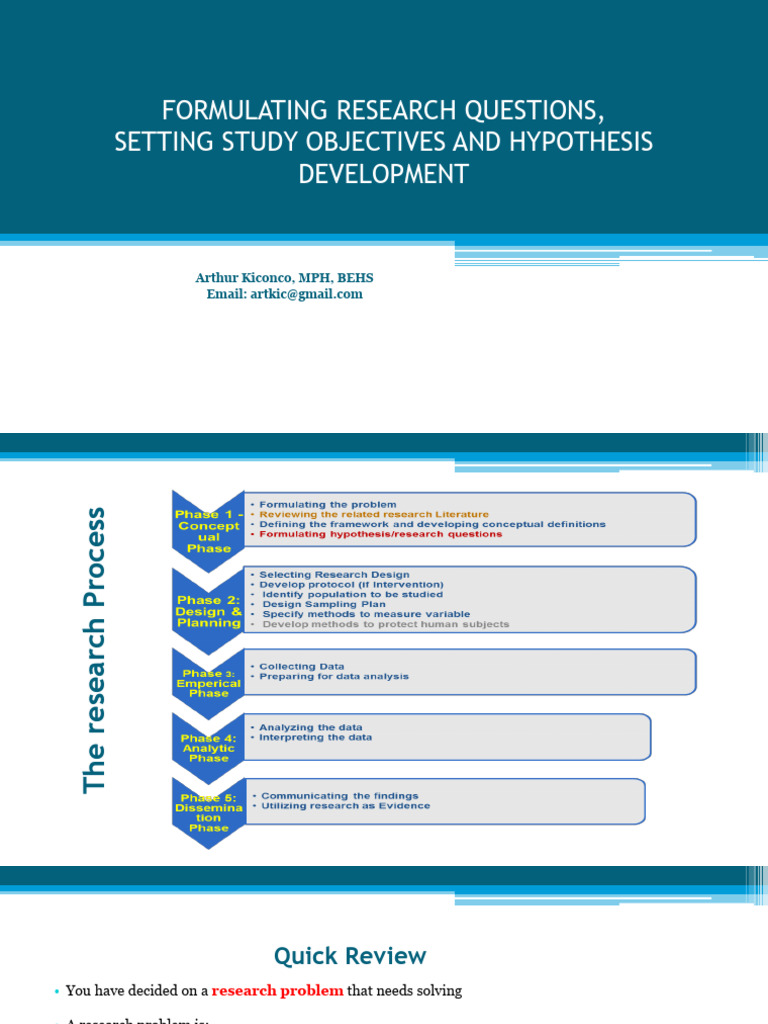 Research Questions and Objectives Guide | PDF | Hypothesis ...