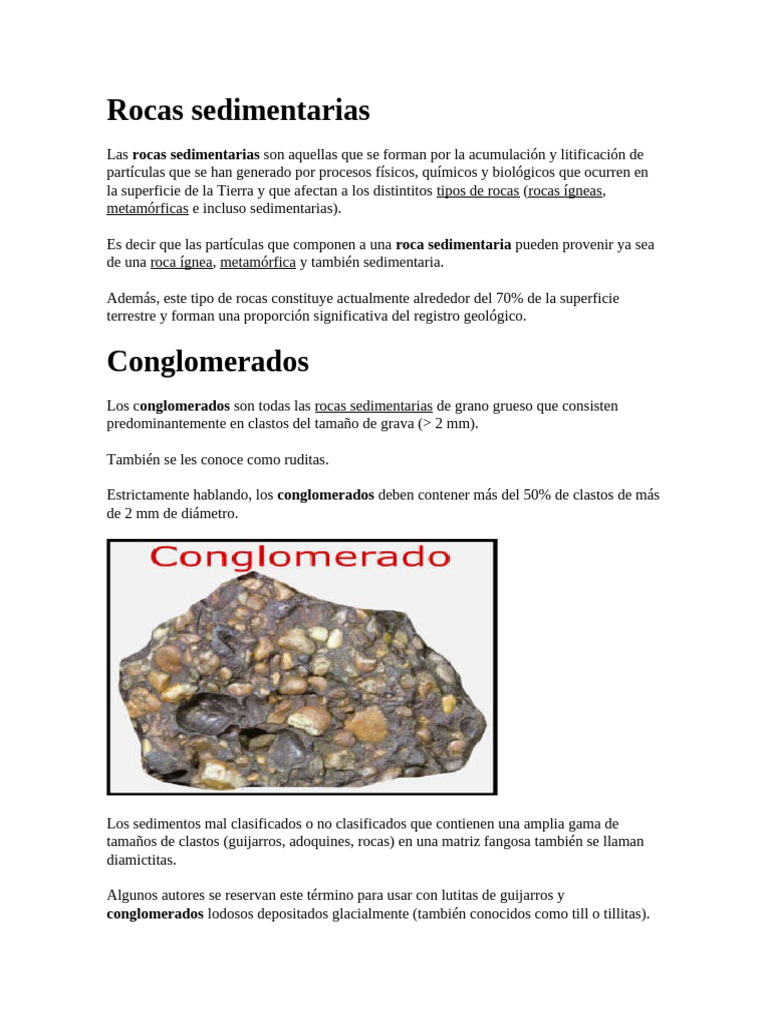 Guía sobre Rocas Sedimentarias y Conglomerados | PDF | Roca clástica ...