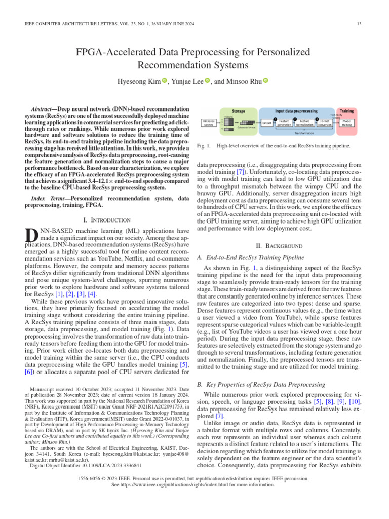 FPGA-Accelerated RecSys Data Preprocessing | PDF | Graphics Processing Unit | Information Technology