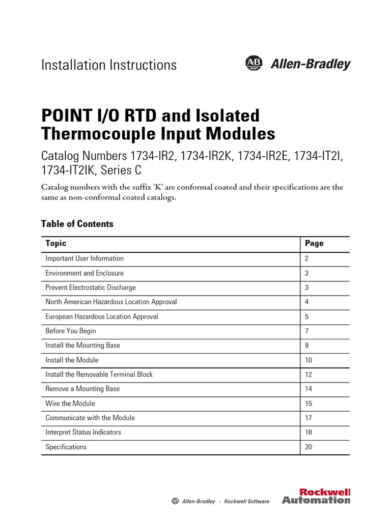 1734 Ir2 Allen Bradley 2 Channel RTD Input Module | PDF | Thermocouple | Electrical Engineering