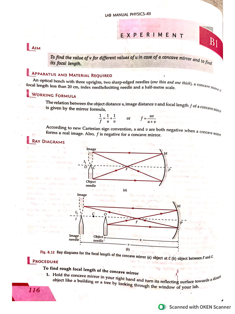 Experiment 9 Concave Mirror | PDF