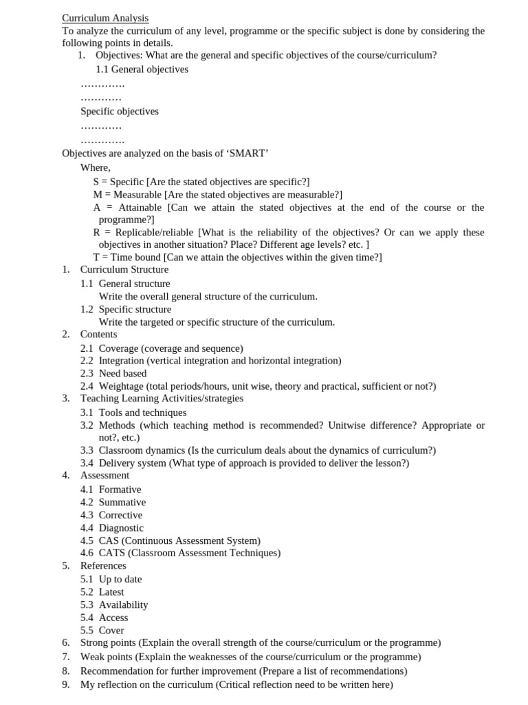 Curriculum Analysis | PDF