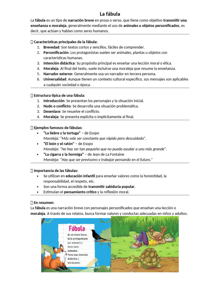 Características y Moralejas de la Fábula | PDF