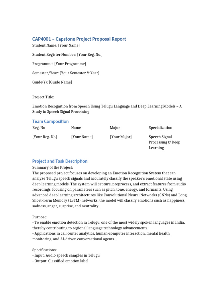 Capstone Project Proposal Emotion Recognition | PDF | Deep Learning ...