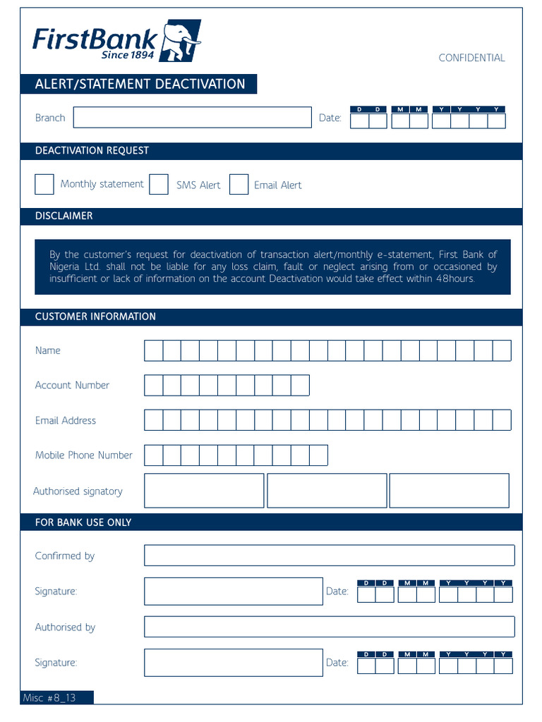 Alert Statement Deactivation Form | PDF