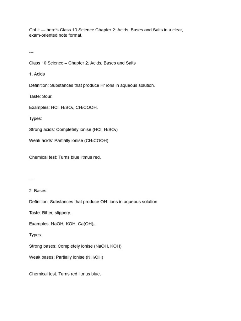 Got It - Here's Class 10 Science Chapter 2 - Acids, Bases and Salts in A Clear, Exam-Oriented ...