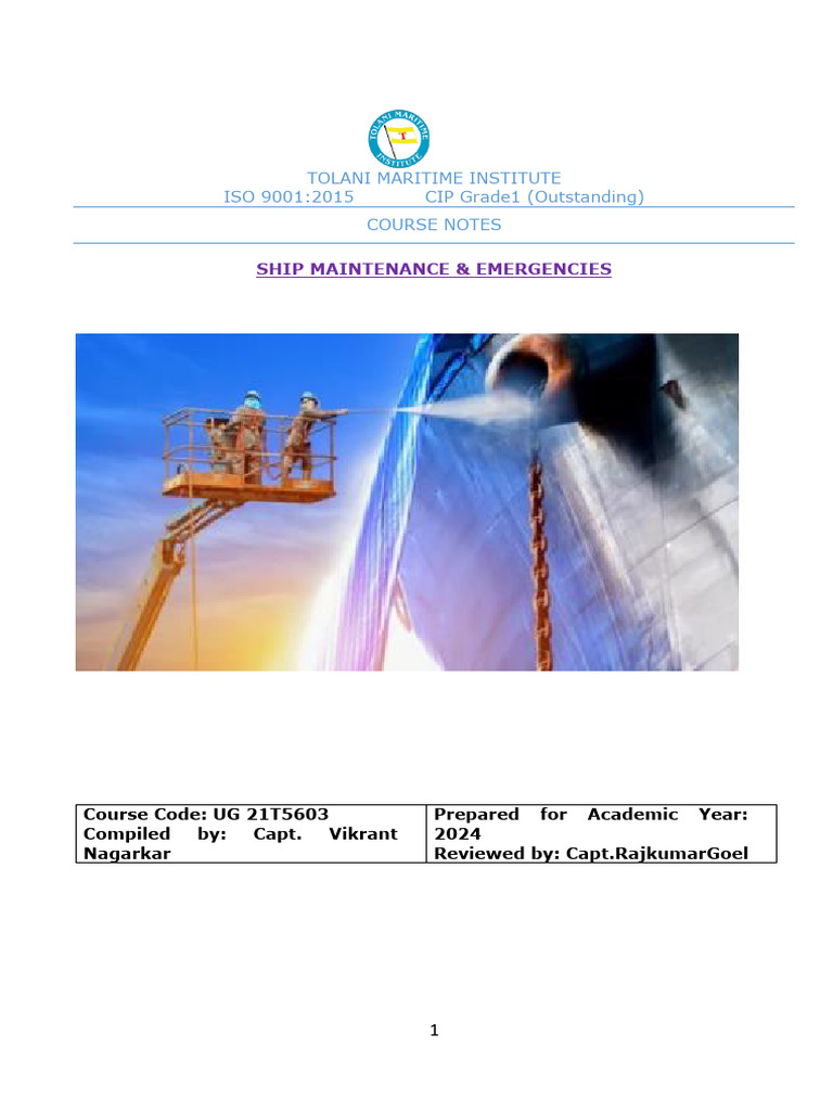 Ship Maintenance & Emergencies Course Notes | PDF | Paint | Anode