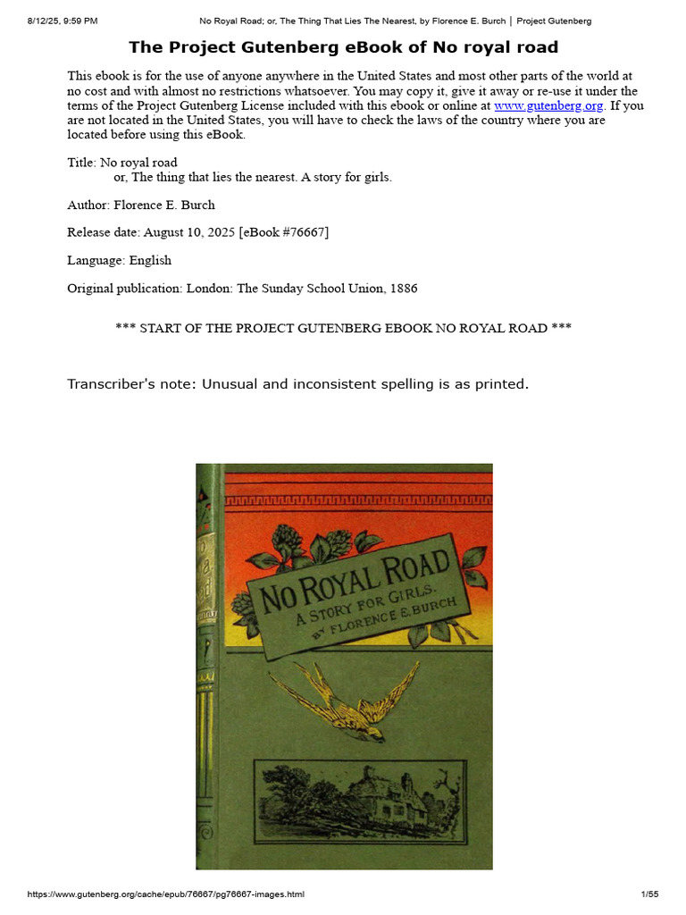 No Royal Road: A Story for Girls | PDF | Courage