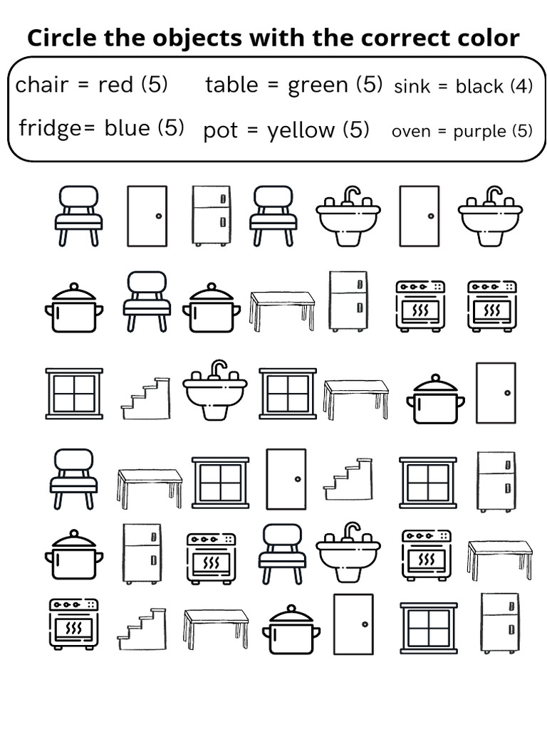 Circle the Objects With the Correct Color | PDF