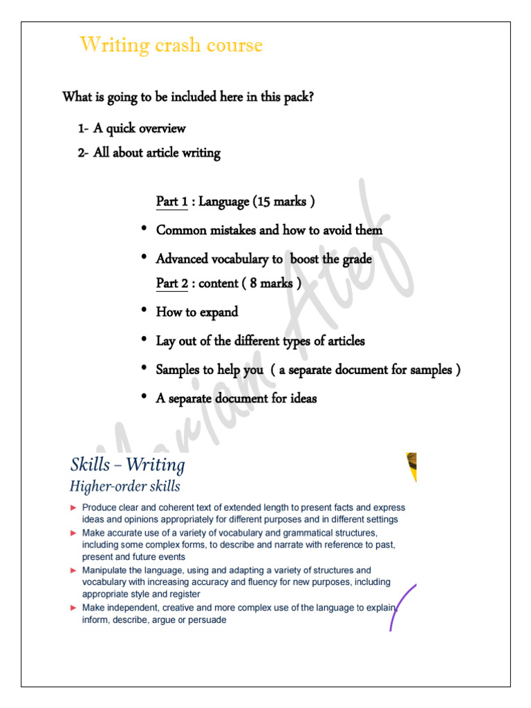 Article Writing - Crash Course 1 - 2025 | PDF | Linguistics