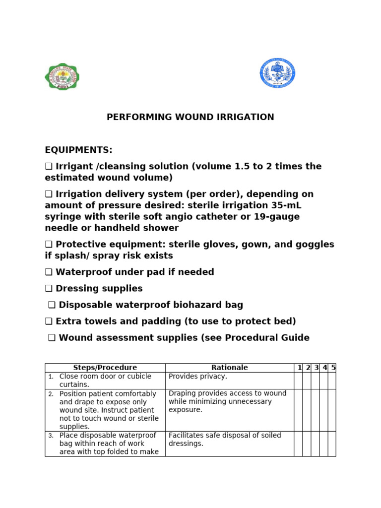 Wound Irrigation Procedure and PPE Guide | PDF | Wound