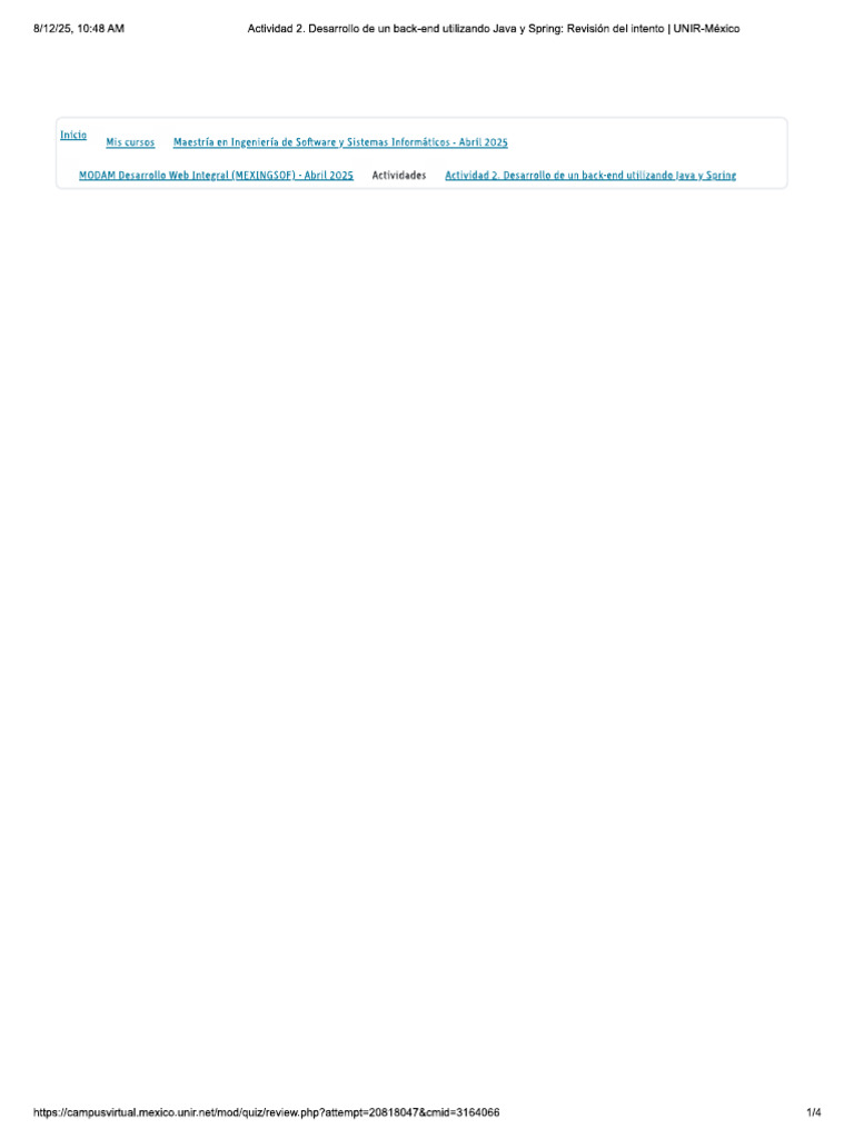 Actividad 2 Desarrollo de Un Back-End Utilizando Java y Spring | PDF