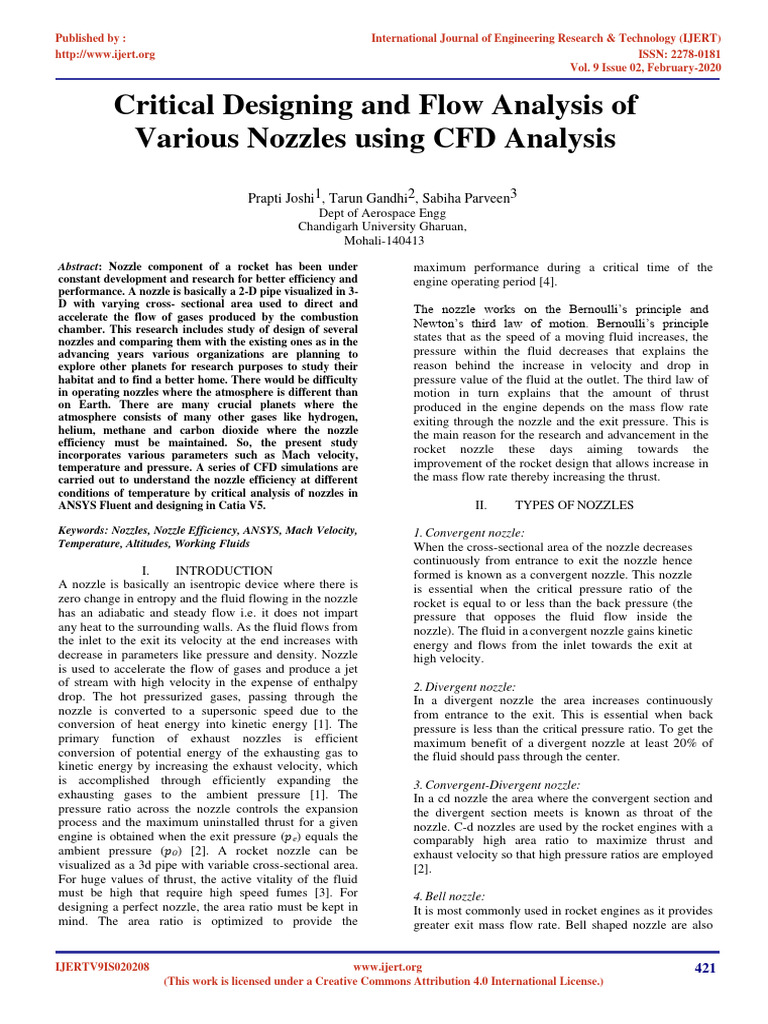Critical Designing and Flow Analysis of | PDF | Nozzle | Rocket