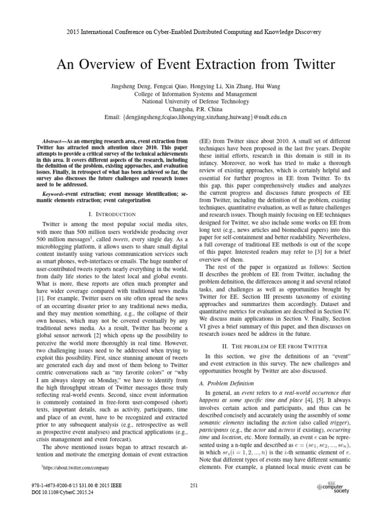 Event Extraction Techniques on Twitter | PDF | Cognitive Science ...