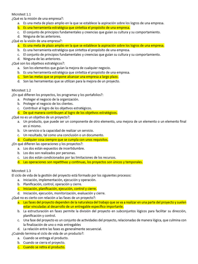 Microtest Dirección y Gestión de Proyectos de Software | PDF | Gestión ...