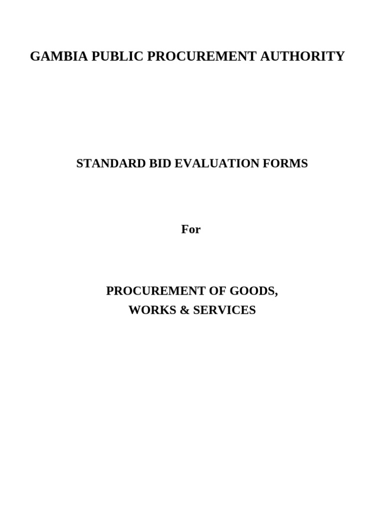 Standard Evaluation Forms Goods Services and Works | PDF | Business