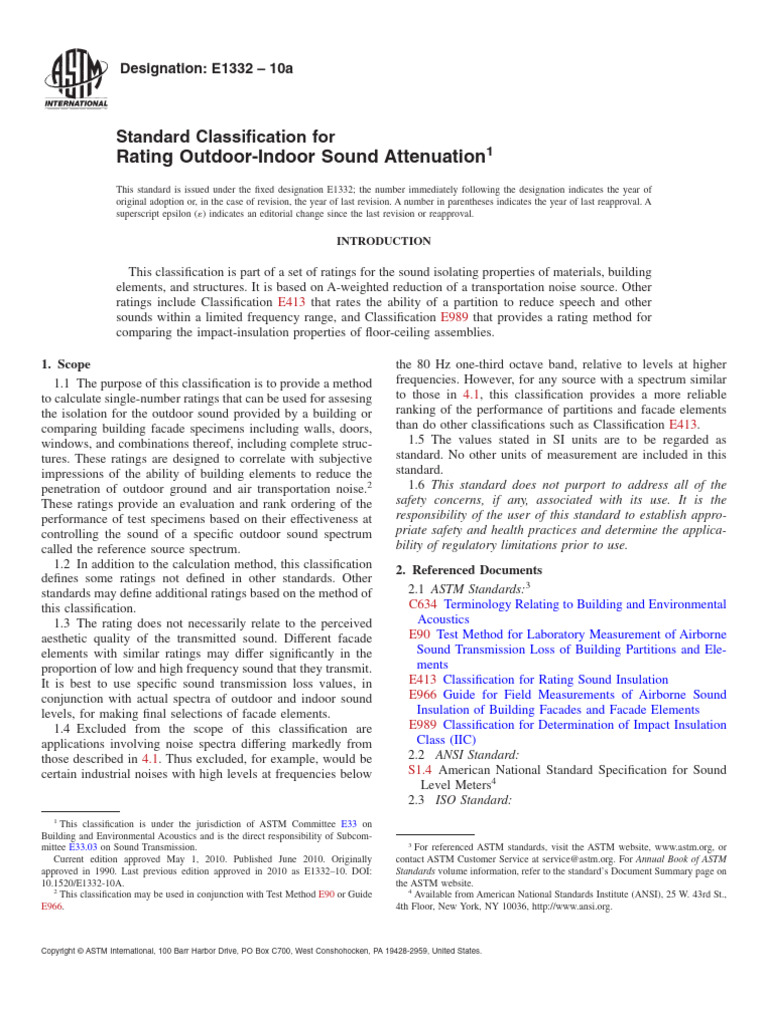 ASTM E1332 - 10a | PDF | Sound | Decibel