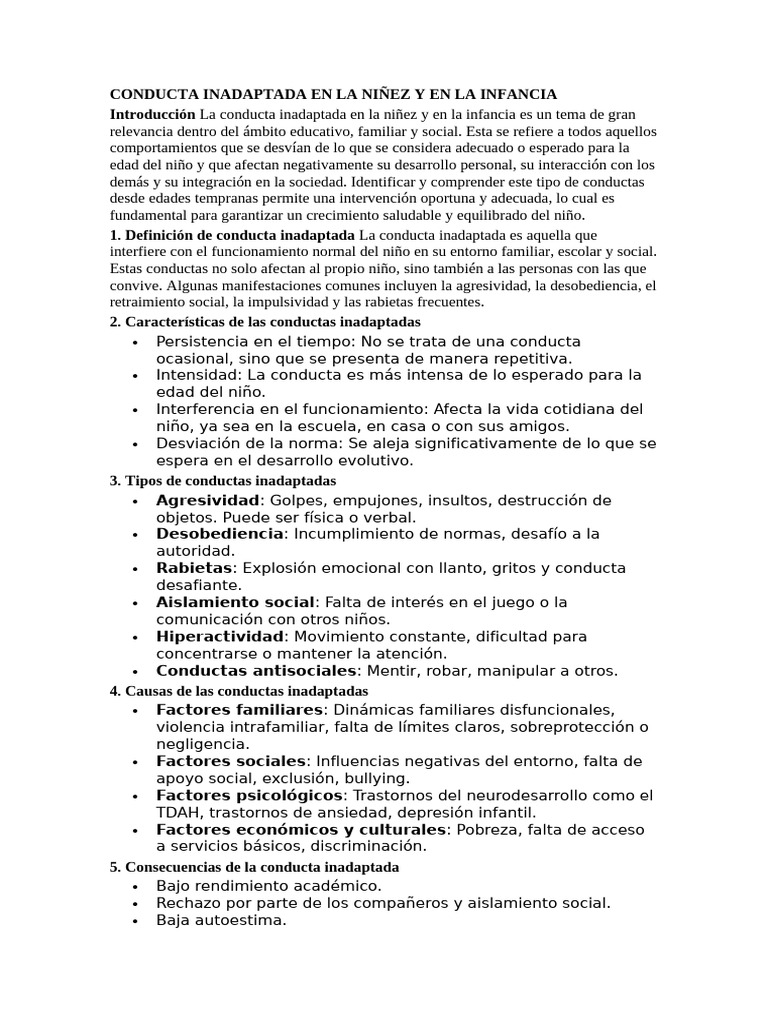Conducta Inadaptada en Niños: Guía Completa | PDF | Comportamiento ...