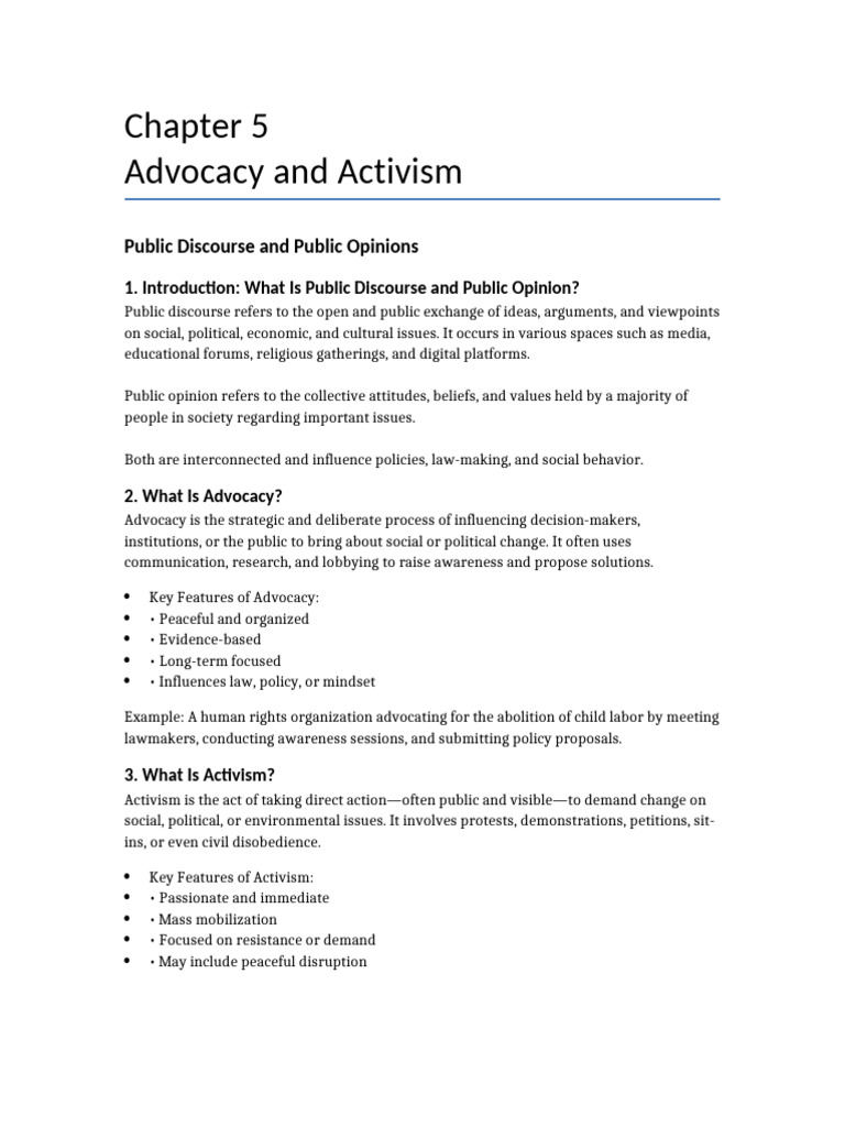Advocacy and Activism Explained | PDF | Activism | Public Sphere