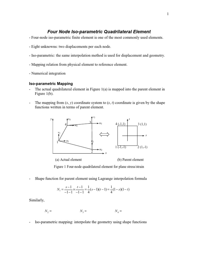 Four-Node Iso-Parametric Element Analysis | PDF | Theoretical Physics ...