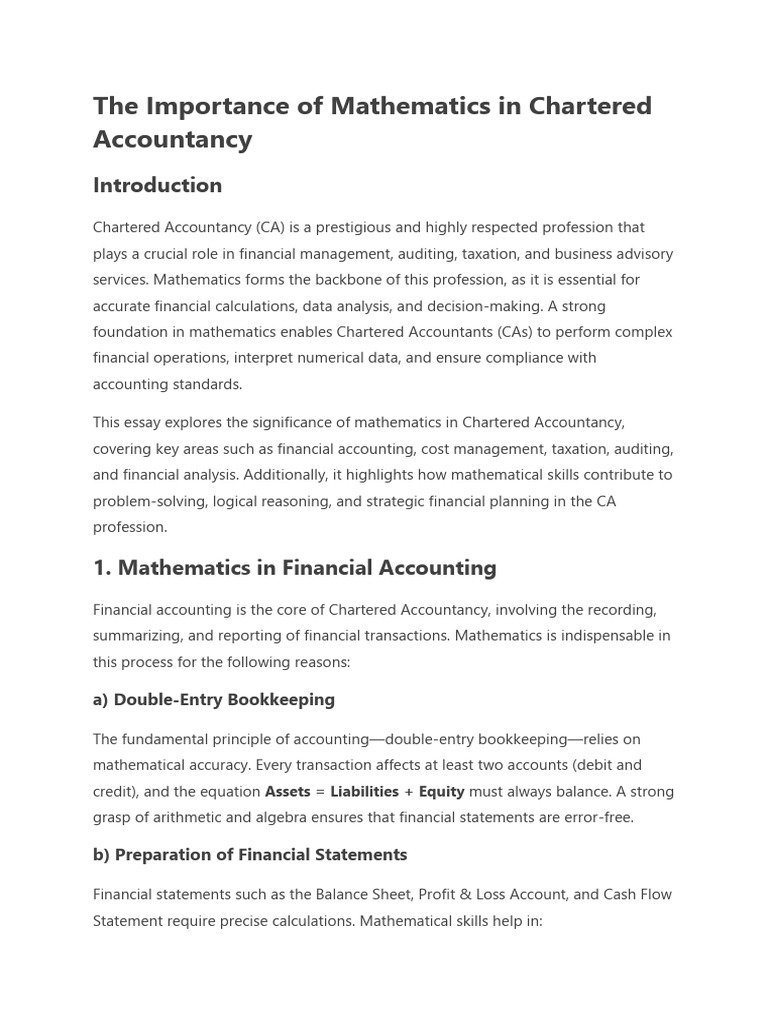 Mathematics in Chartered Accountancy | PDF | Taxes | Debits And Credits
