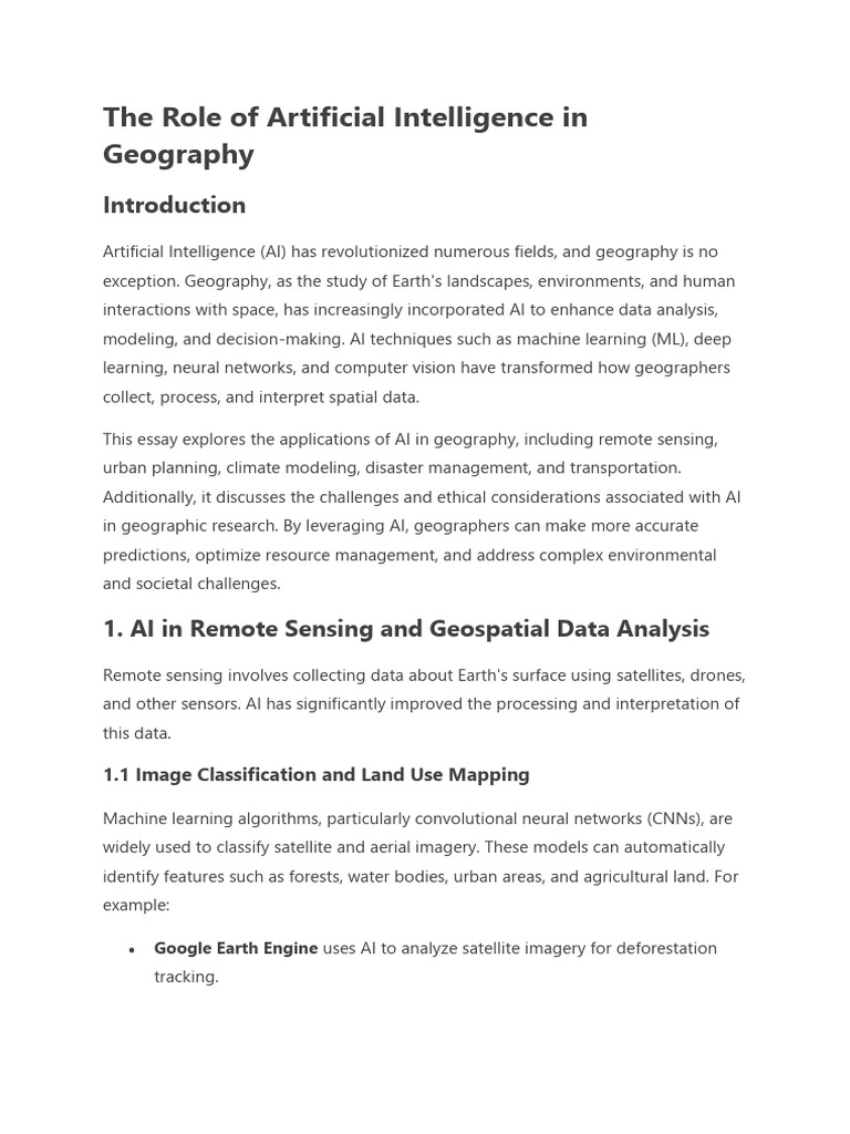 The Role of Artificial Intelligence in Geography | PDF | Artificial ...