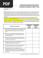 AORN Sample Cleaning Checklist Includes or and Pre and Postop | PDF ...