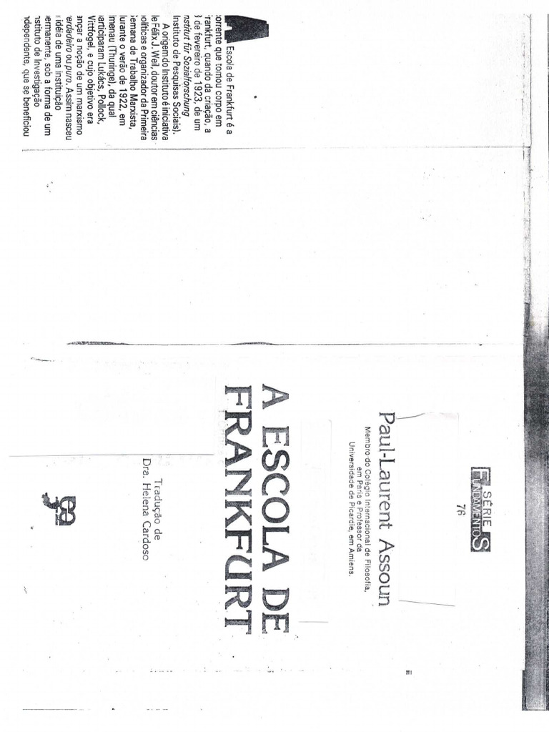 ASSOUN - A Escola de Frankfurt | PDF