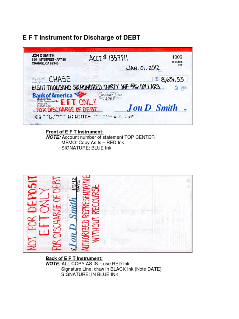 Sample Master Eft Instrument For Set Off of Debt | PDF