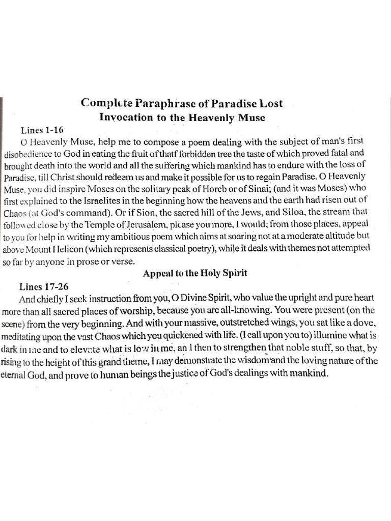Summary Paradise Lost | PDF