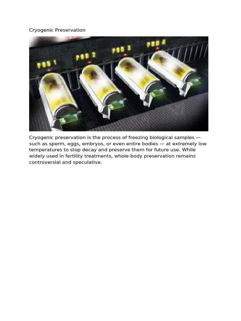 Cryogenic Preservation | PDF