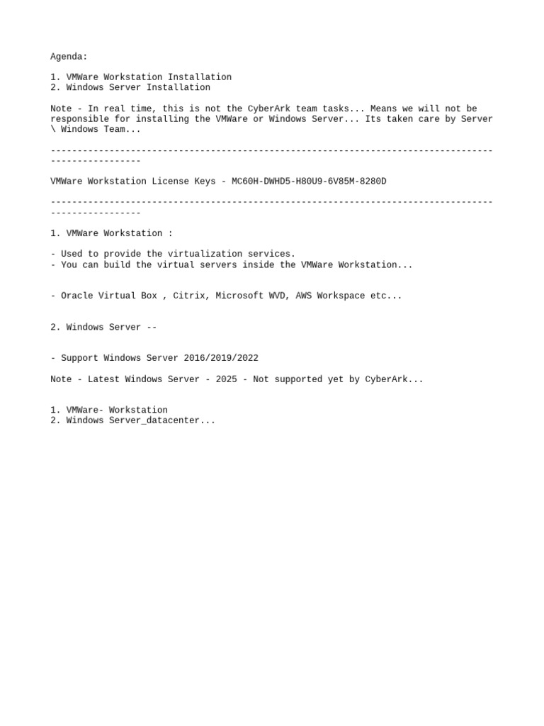 Day-3 Batch-57 VMWare Workstation and Windows Server Installation | PDF